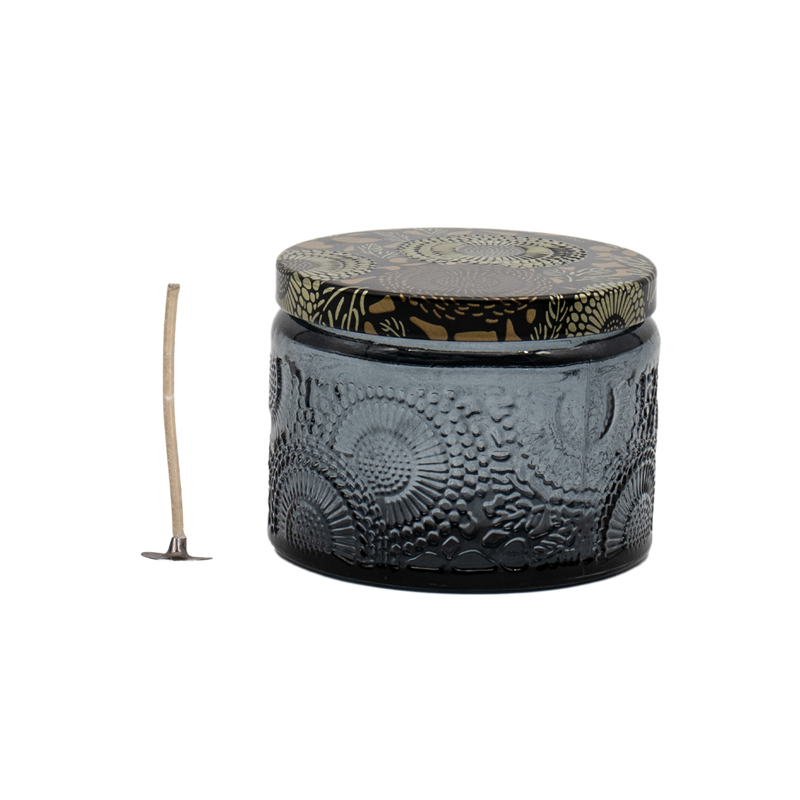 Recipient pentru lumanare din sticla neagra 100 ml, fitil si capac neg ...